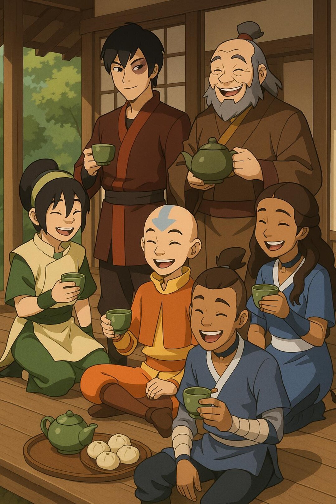 Avatar Tea Time, Anime Friends Tea Gathering, Aang & Friends Sharing ...