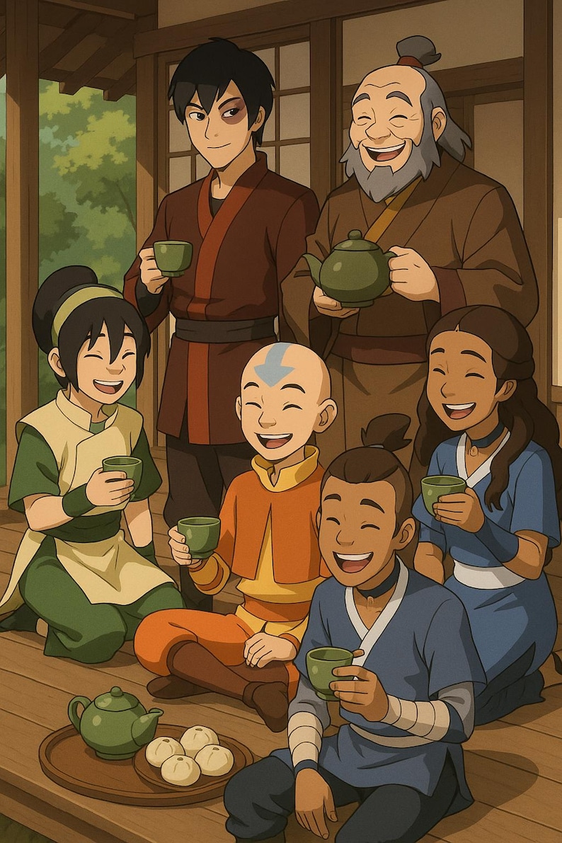 Avatar Tea Time, Anime Friends Tea Gathering, Aang & Friends Sharing ...