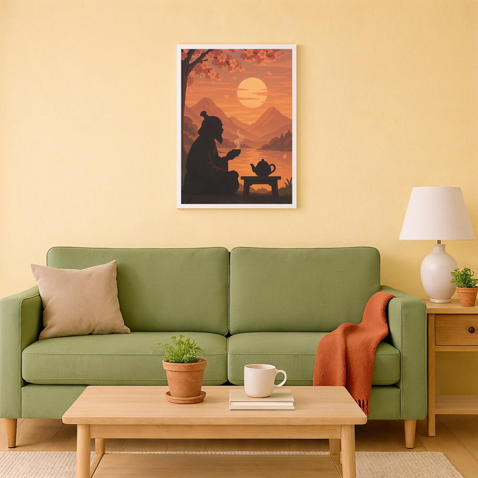 Uncle Iroh Tea Time, Minimalist Sunset Anime Wall Art, Zen Avatar ...