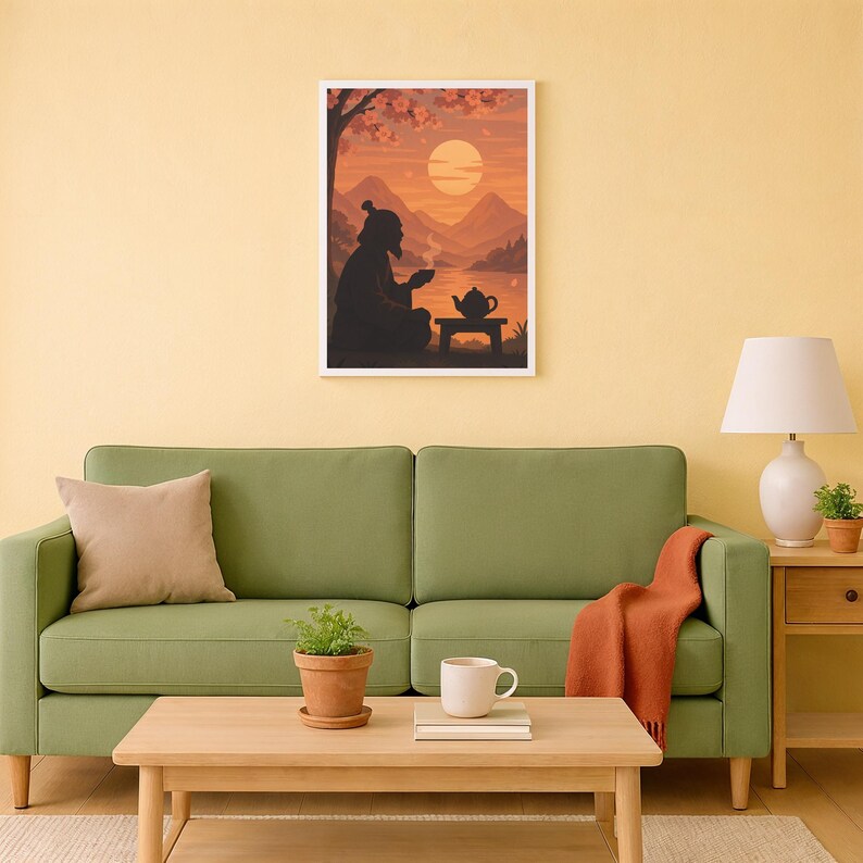 Uncle Iroh Tea Time, Minimalist Sunset Anime Wall Art, Zen Avatar ...