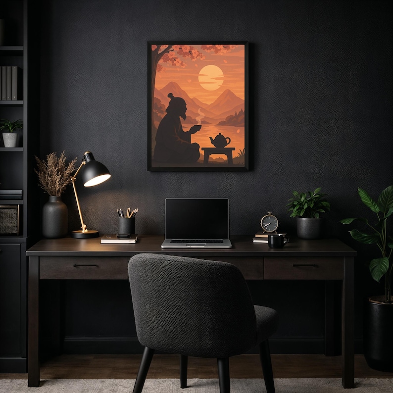 Uncle Iroh Tea Time, Minimalist Sunset Anime Wall Art, Zen Avatar ...