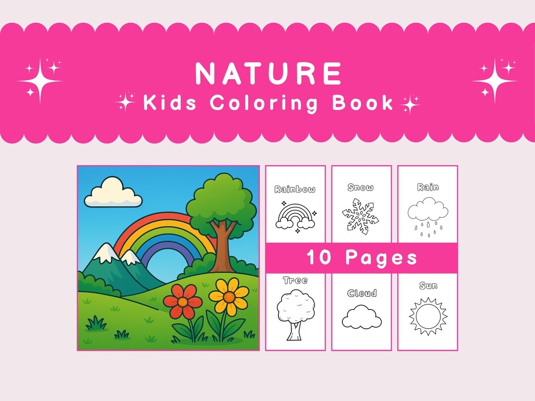 Nature Coloring Book for Kids | Printable Gift | Fun & Easy Design ...