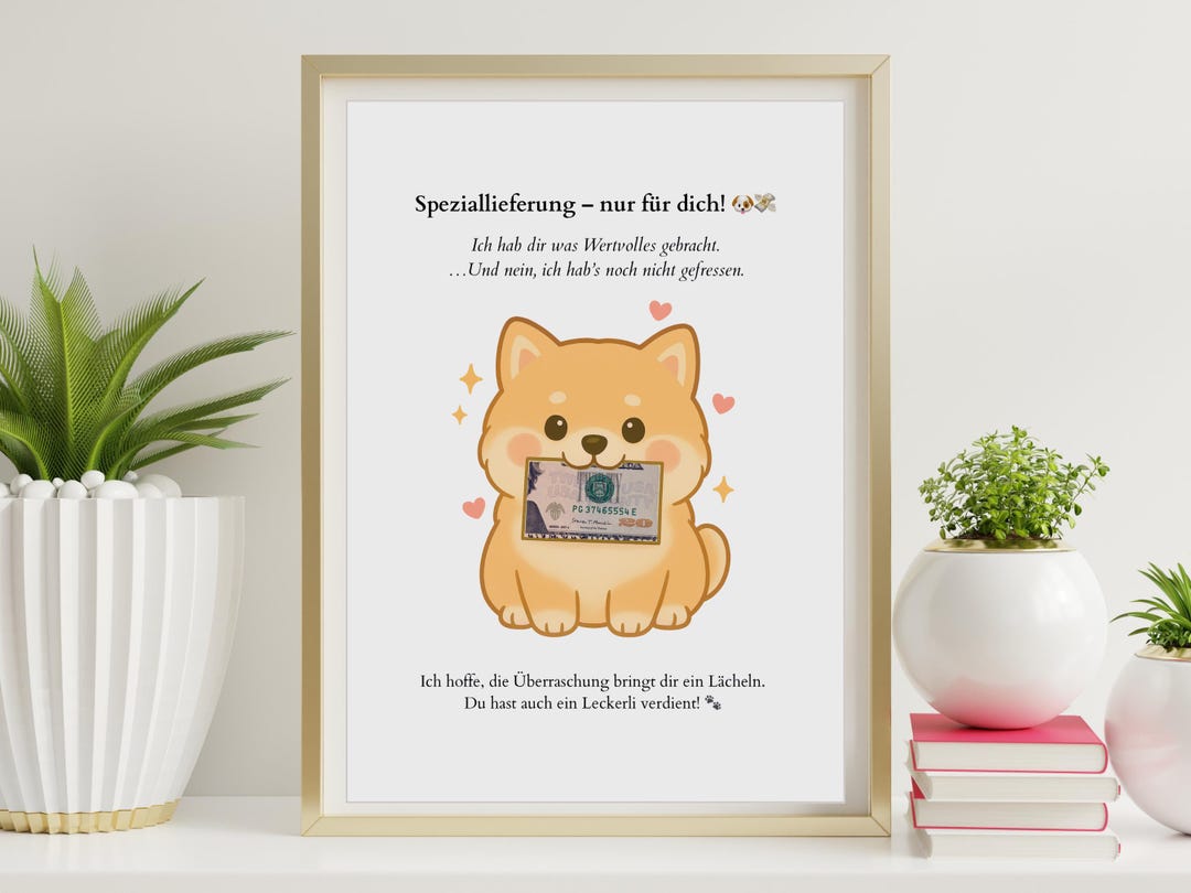 Funny Dog Money Gift Printable, Puppy Cash Holder (digital Download) - Etsy