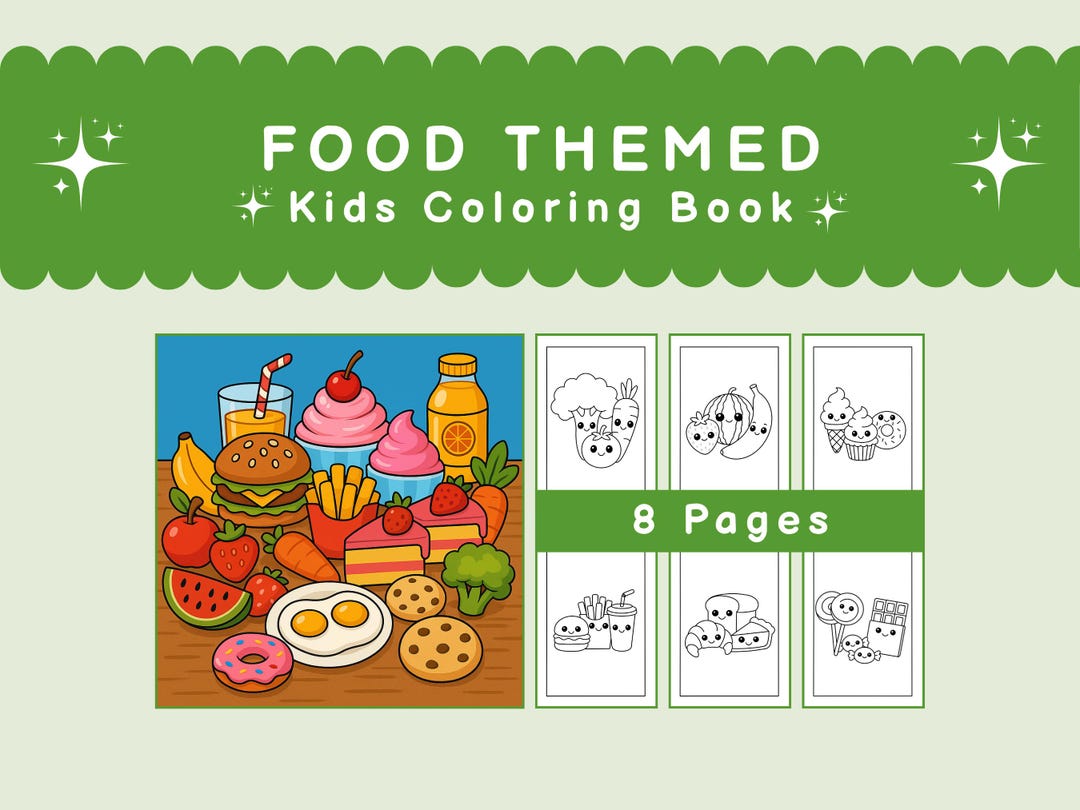 Cute Food Coloring Book – Printable Gift for Kids & Adults | Desserts ...