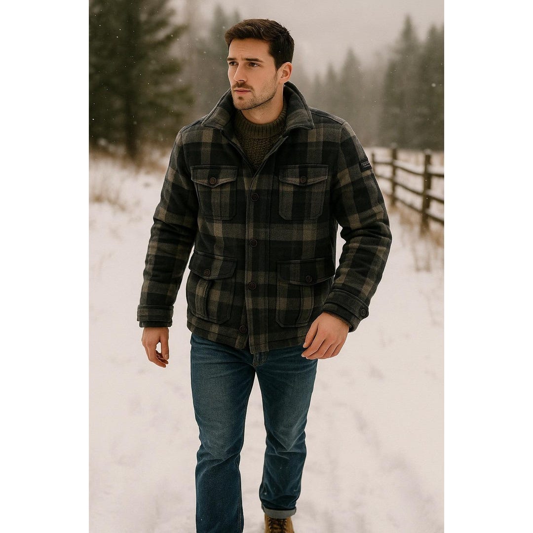 Vintage Men XL Farm Y2K 90s Wool Plaid Barn Coat Abercrombie Fitch ...