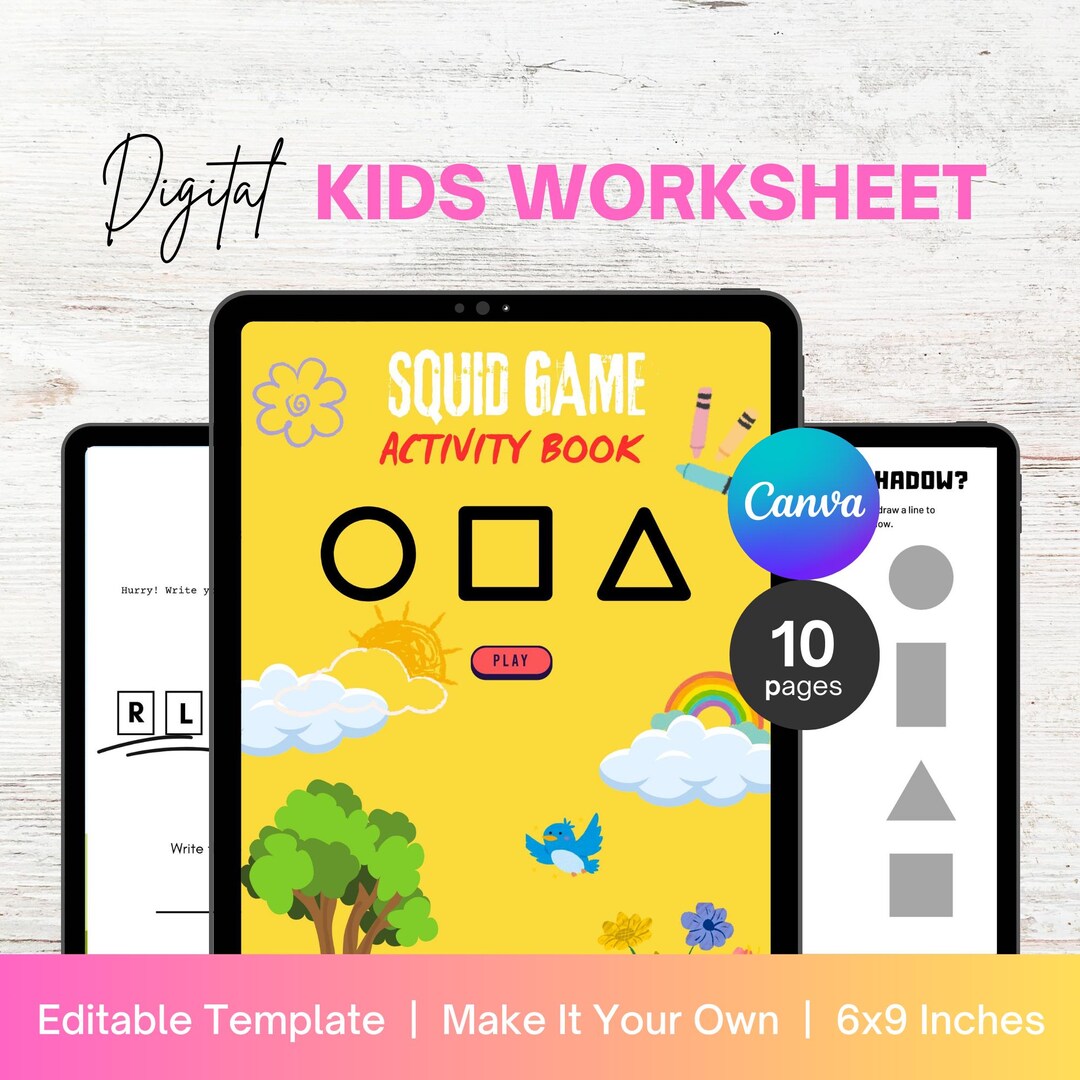 Kids Worksheet Activity Squid Game Theme, Fun and Educational Printable ...