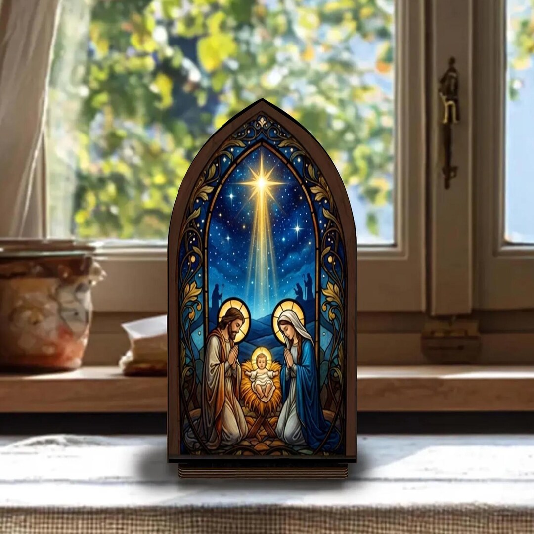 Nativity Scene Suncatcher Candle Holder, Holy Family Christmas Decor ...