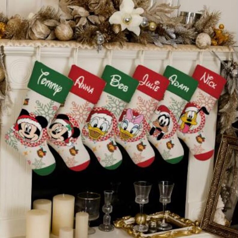 Custom Disney Christmas Stocking | Retro Very Merry All Characters ...