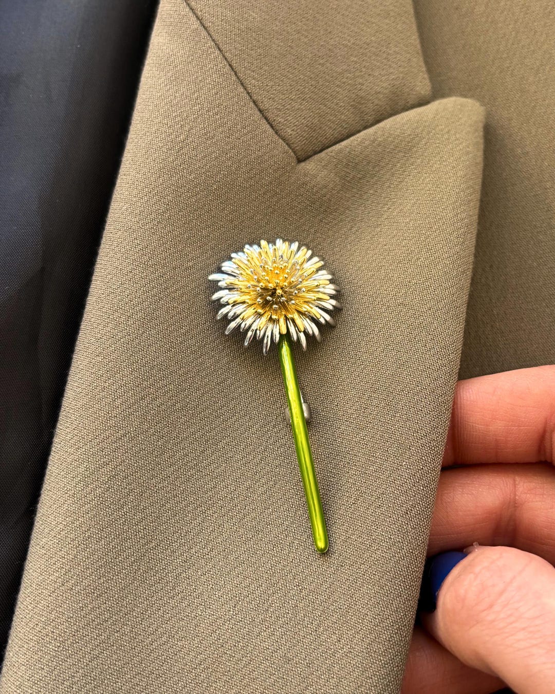 Handmade Dandelion Flower Brooch: Silver & Gold Stainless Steel - Etsy UK