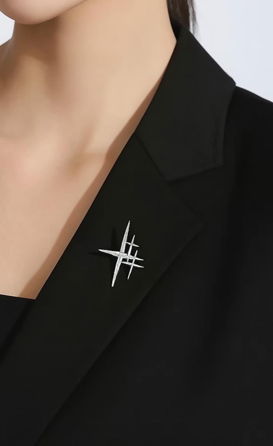 Silver Starburst Brooch • Geometric Lapel Pin • Minimalist Suit ...
