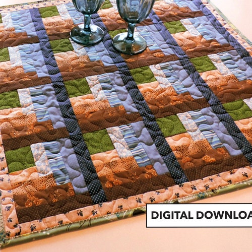 Log Cabin Corners Quilted Table Topper Tulip Square Pattern - Etsy