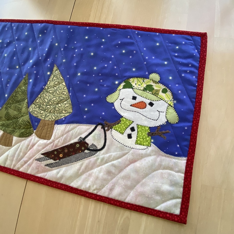 Snowman Table Runner Pattern Appliqué Snowmen Quilted Table - Etsy