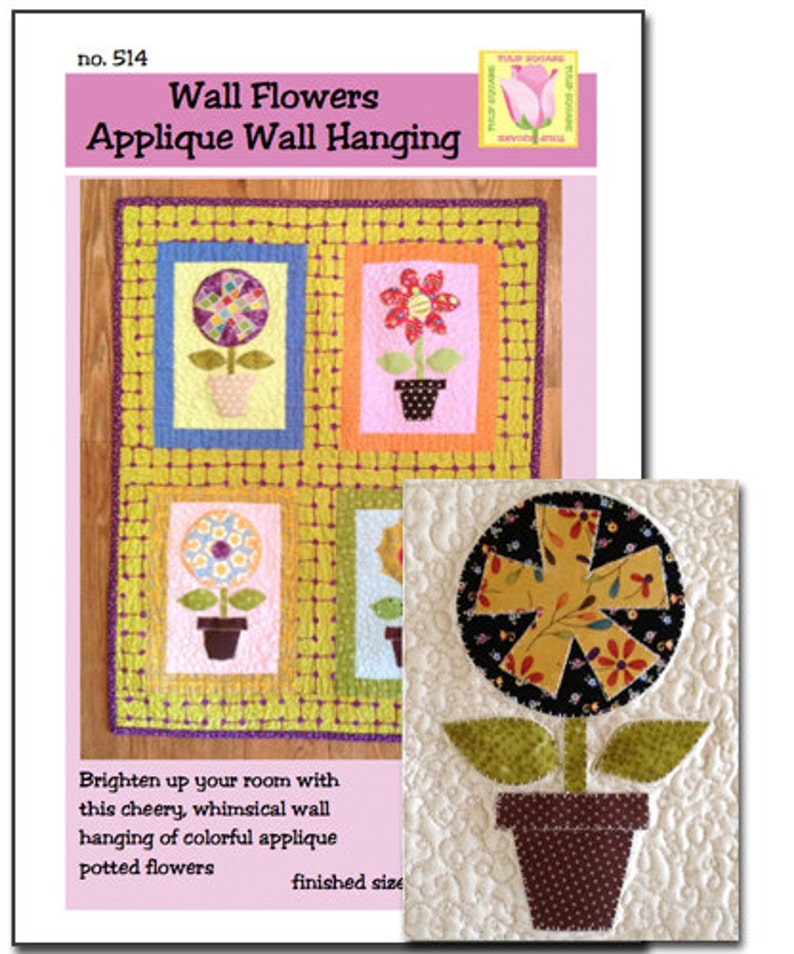 Quilted Wall Hanging Pattern Potted Flowers Quilted Wall Art - Etsy