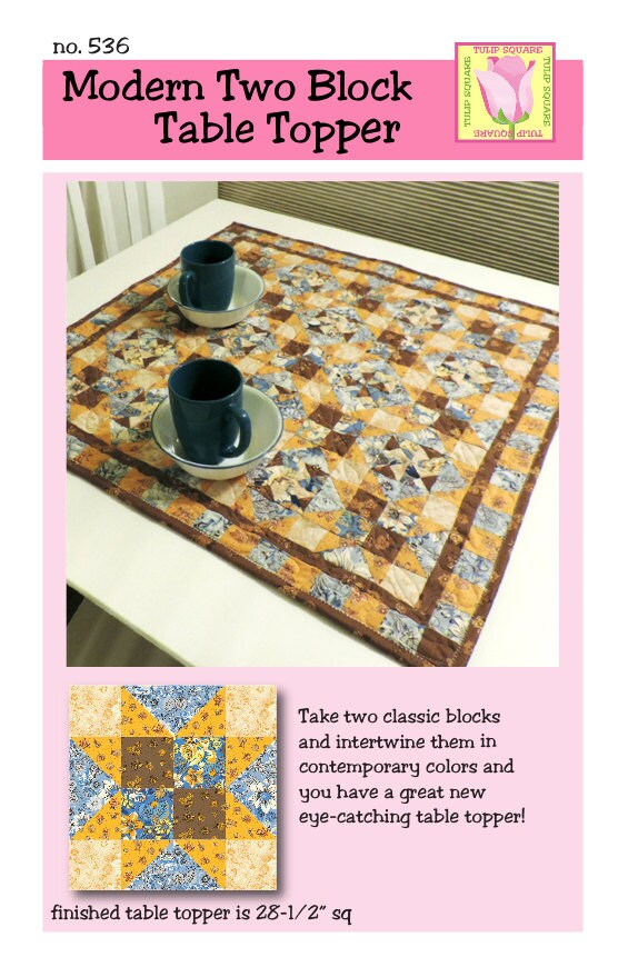 Quilted Table Topper Pattern Modern Two Block Table Topper | Etsy