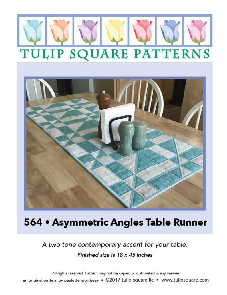Asymmetric Angles Two Color Quilted Table Runner - Tulip Square Pattern #564 - Digital Download ...