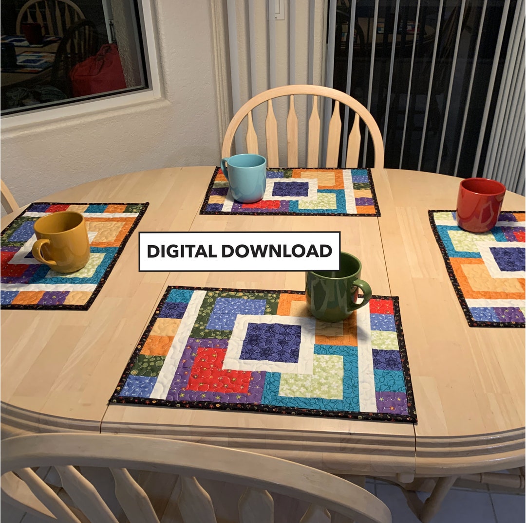 Multi Colored Stacked Squares Quilted Placemat Pattern - Digital ...