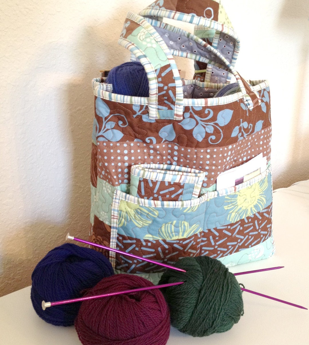 Quilted Caddy Pattern - Quilted Knitters Tote and Notion Caddy - PDF ...
