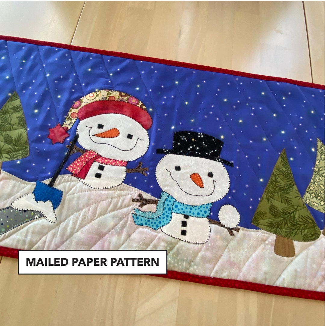 Snowman Table Runner Pattern - Appliqué Snowmen Quilted Table Runner ...