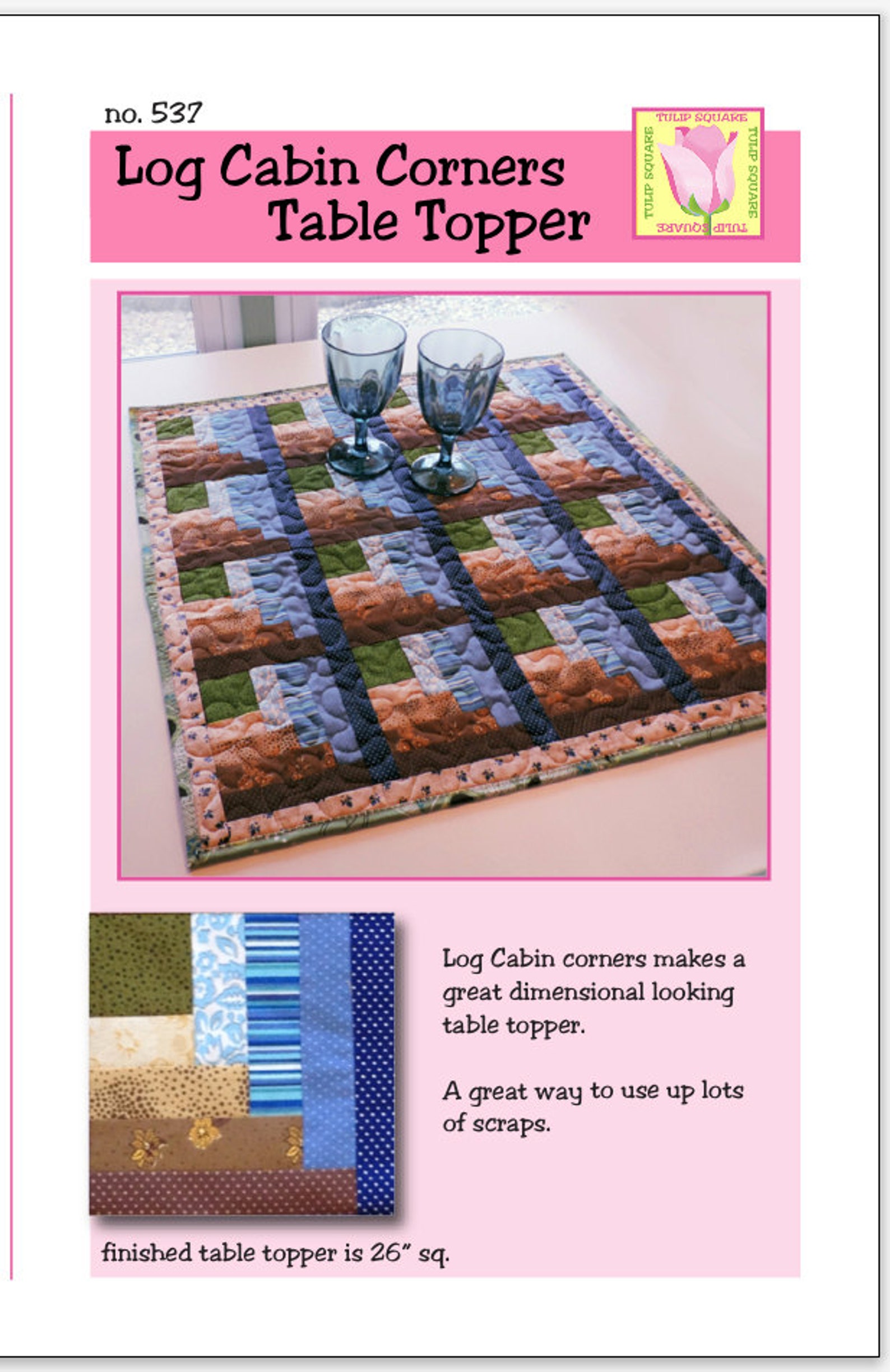 Quilted Log Cabin Corners Table Topper PDF Download Easy - Etsy
