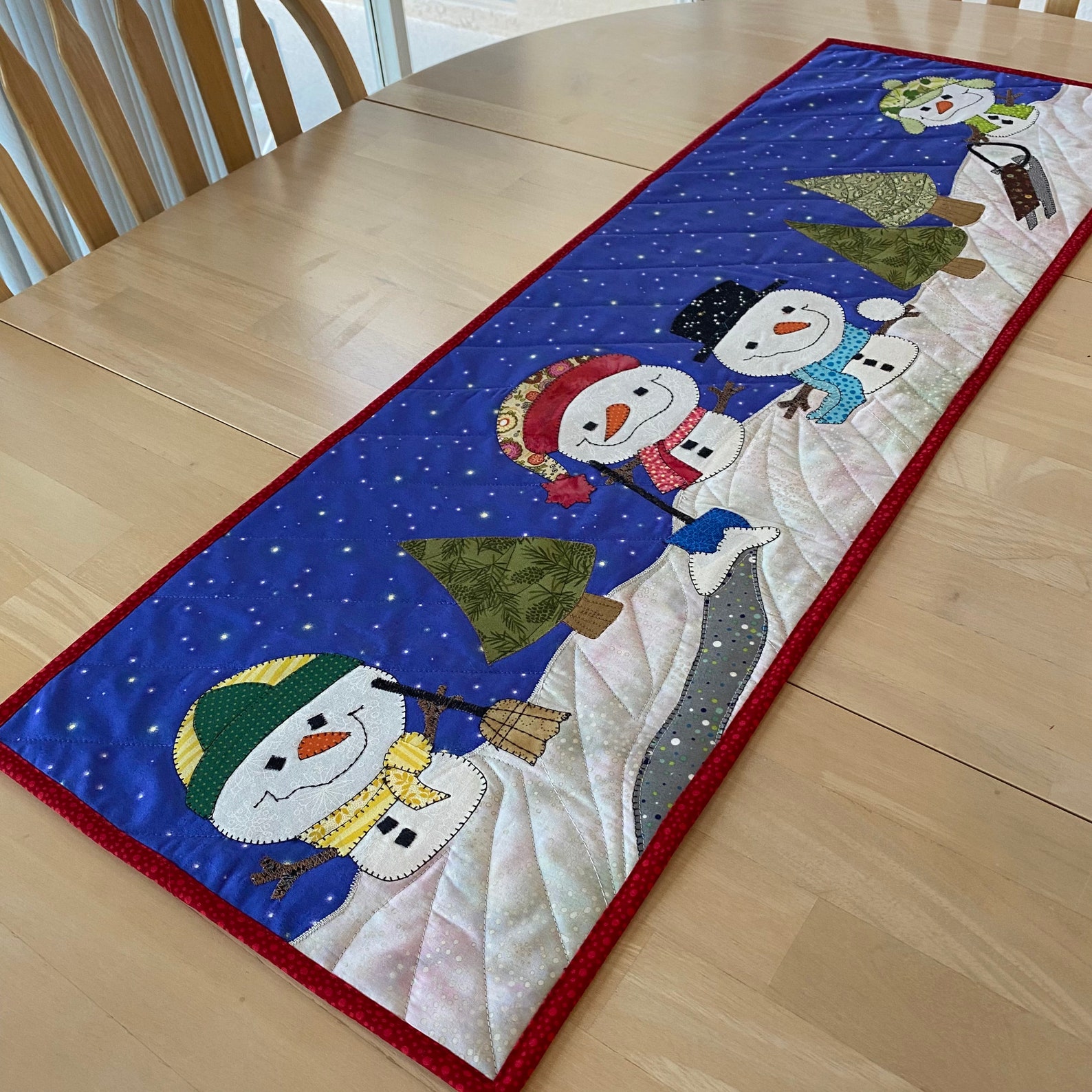 Snowman Table Runner Pattern: Appliqué Quilted Design (mailed Paper ...