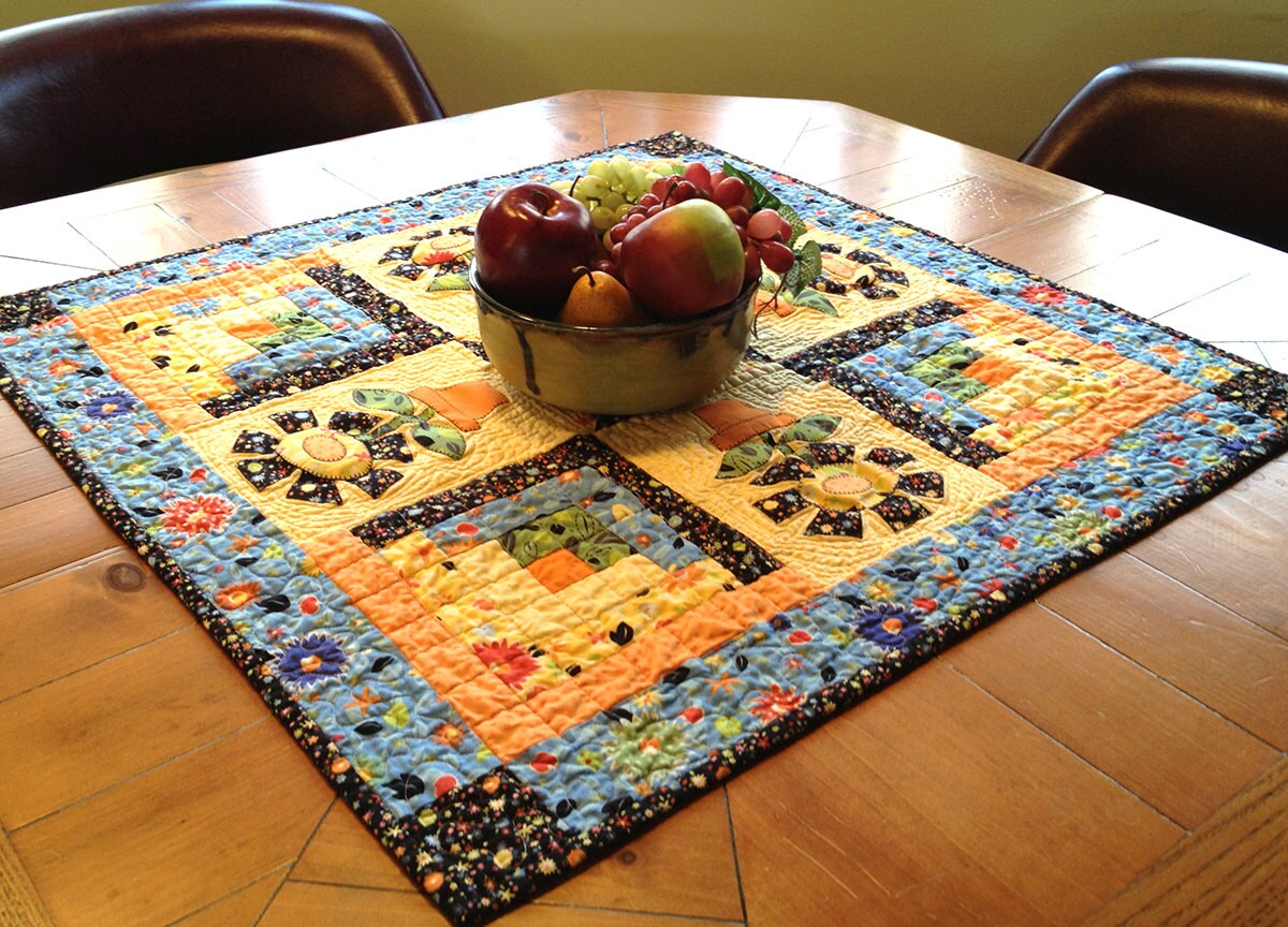 Potted Flowers Quilted Table Topper Tulip Square Pattern - Etsy