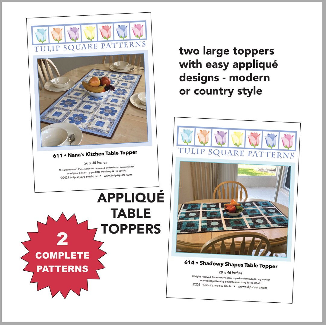 Pattern Bundle - Quilted Table Toppers - Applique Table Topper Patterns ...