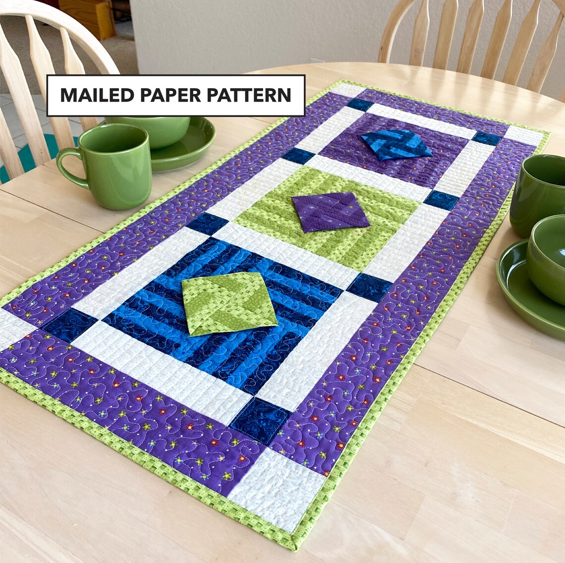 Floating Diamonds Quilted Table Runner Pattern: Tulip Square (mailed ...