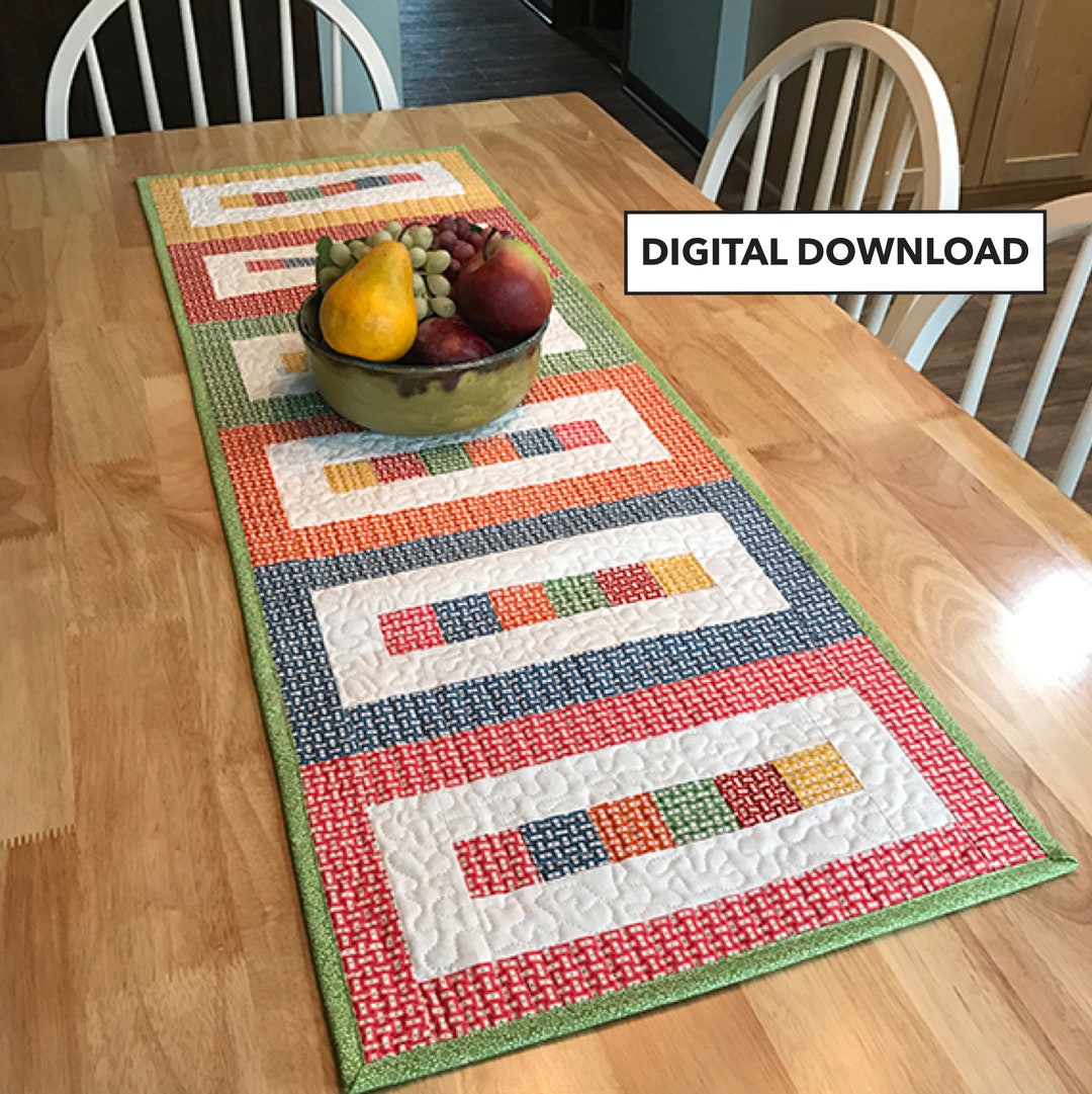 Rainbow Blocks Quilted Table Runner - Tulip Square Pattern #563 ...