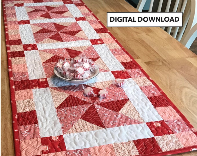 Peppermint Pinwheels Quilted Table Runner Pattern Tulip Square Pattern ...