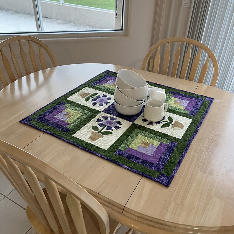 Potted Flowers Quilted Table Topper Tulip Square Pattern - Etsy