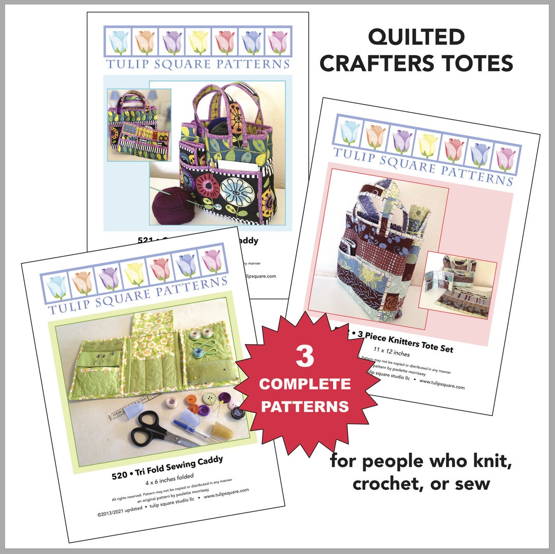 Craft Tote Pattern Bundle - Sewing Caddy, Knitting Caddy, Crochet Caddy ...