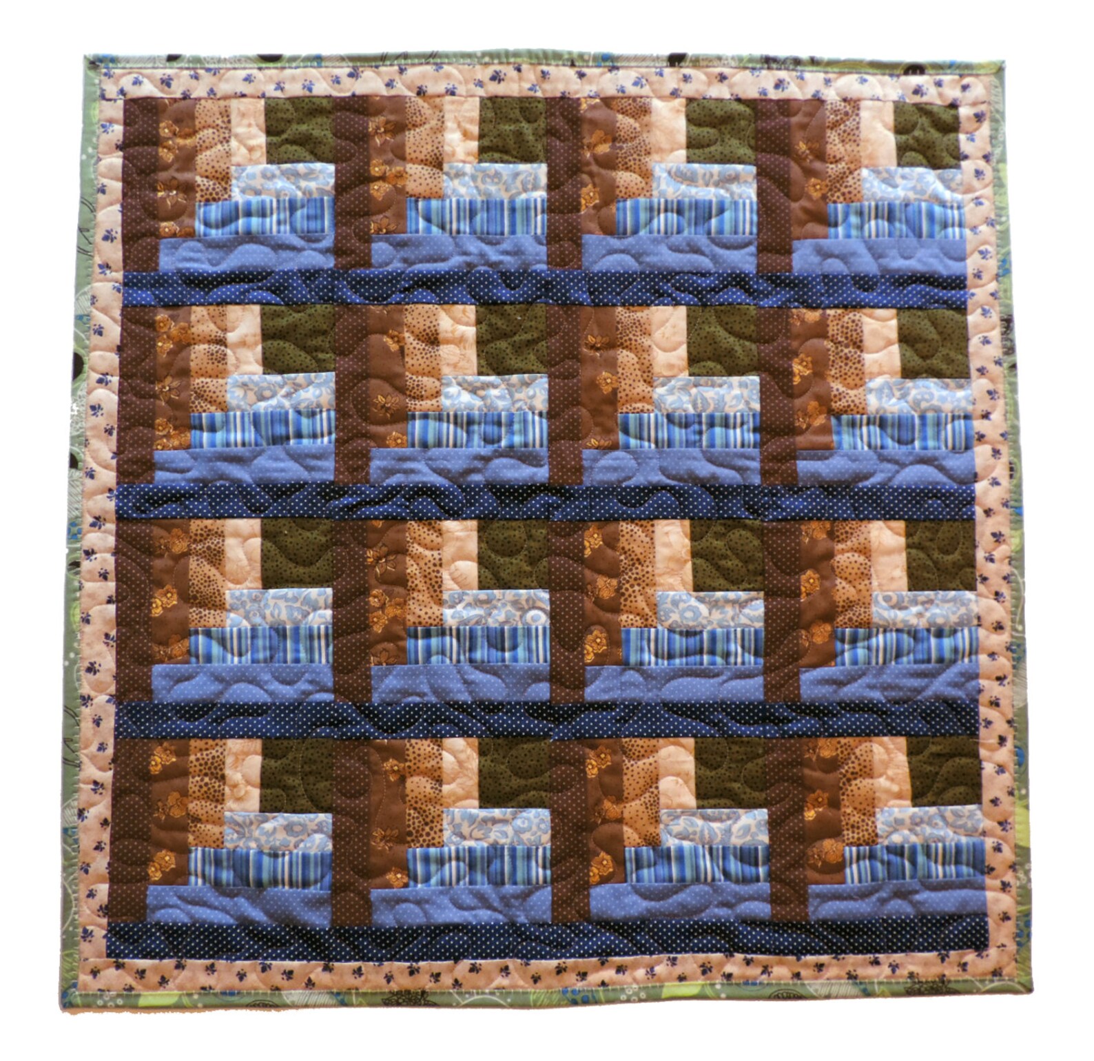 Log Cabin Corners Quilted Table Topper Pattern: Tulip Square (digital ...