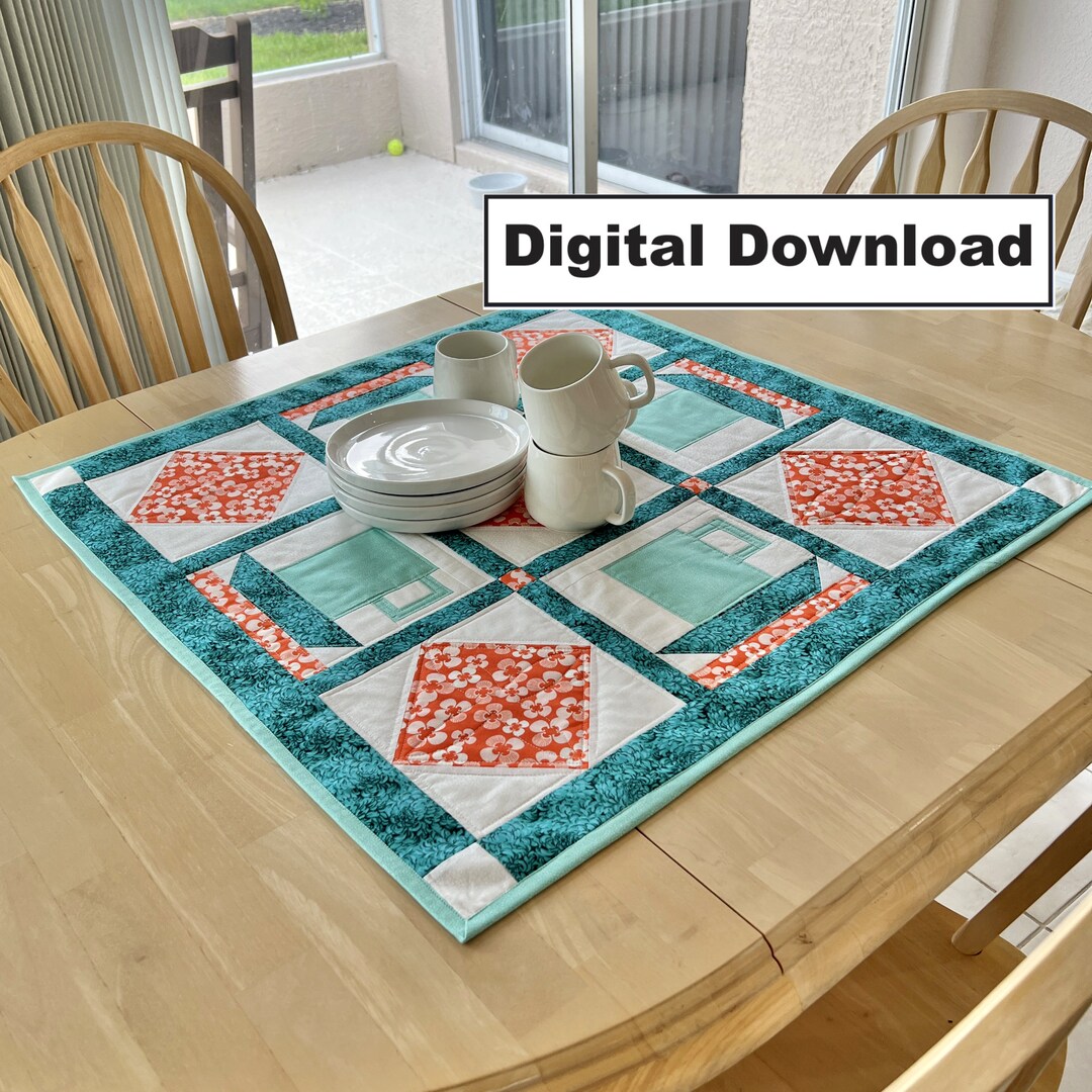 Quilted Table Topper Pattern - Quilted Coffee Time Table Topper - PDF ...