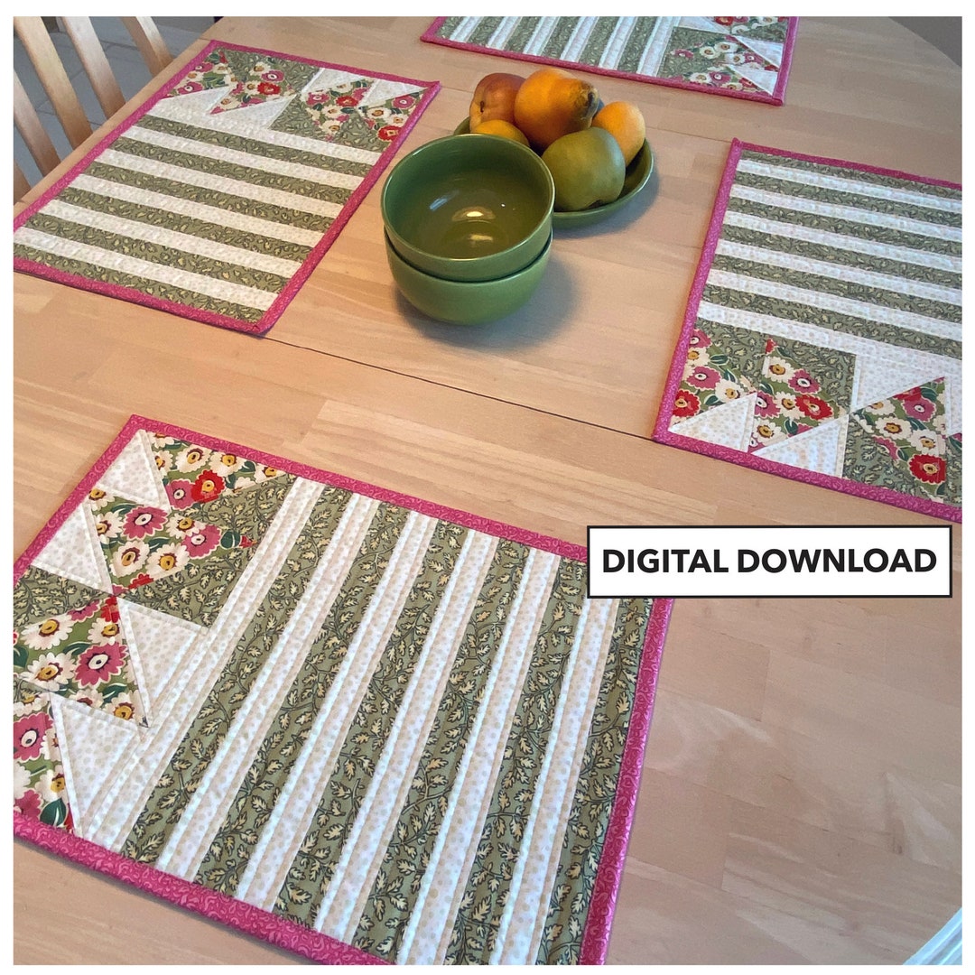 Stripes and Angles Quilted Placemat Pattern Digital Download by Tulip ...