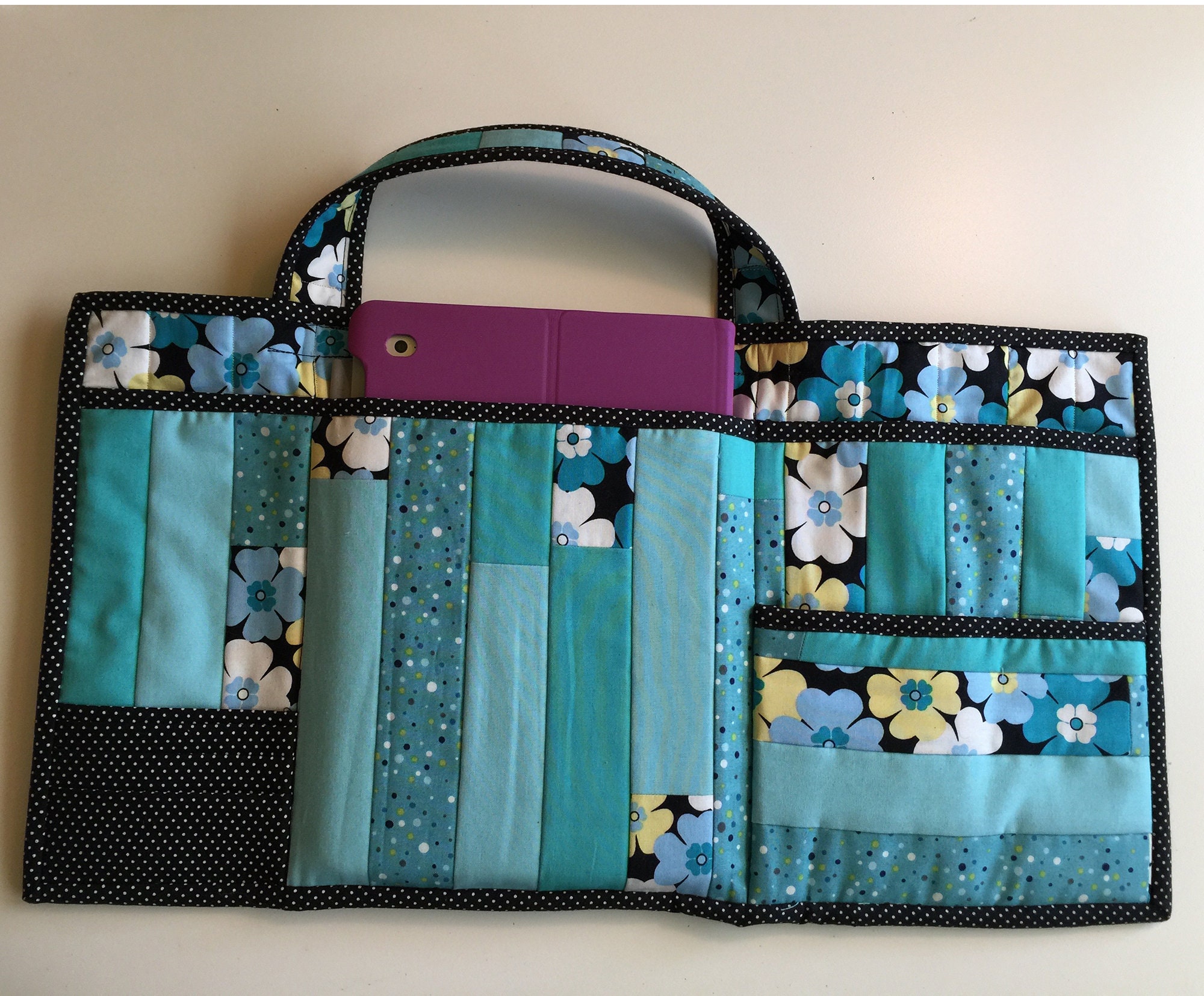 Quilted Tablet Tote Pattern Double Flap Tote for Larger - Etsy UK