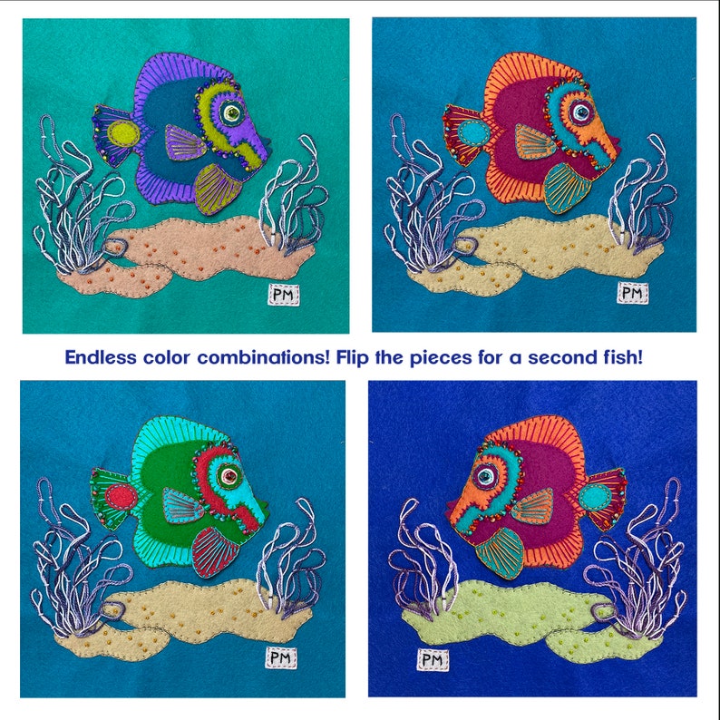 Tropical Fish Felt Applique Pattern: Colorful Wall Art (digital ...