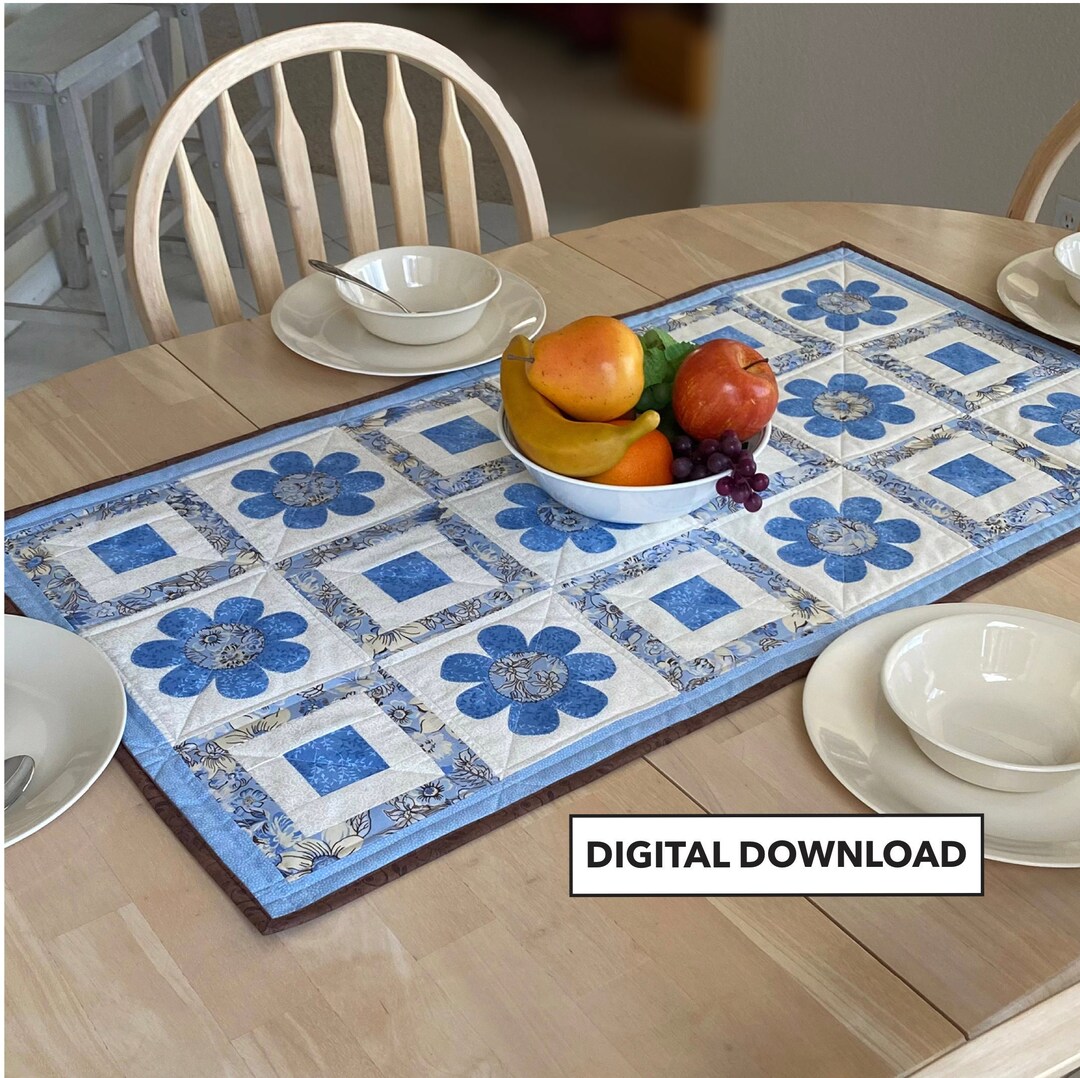 Nana's Kitchen Quilted Table Topper Table Runner - Tulip Square Pattern ...