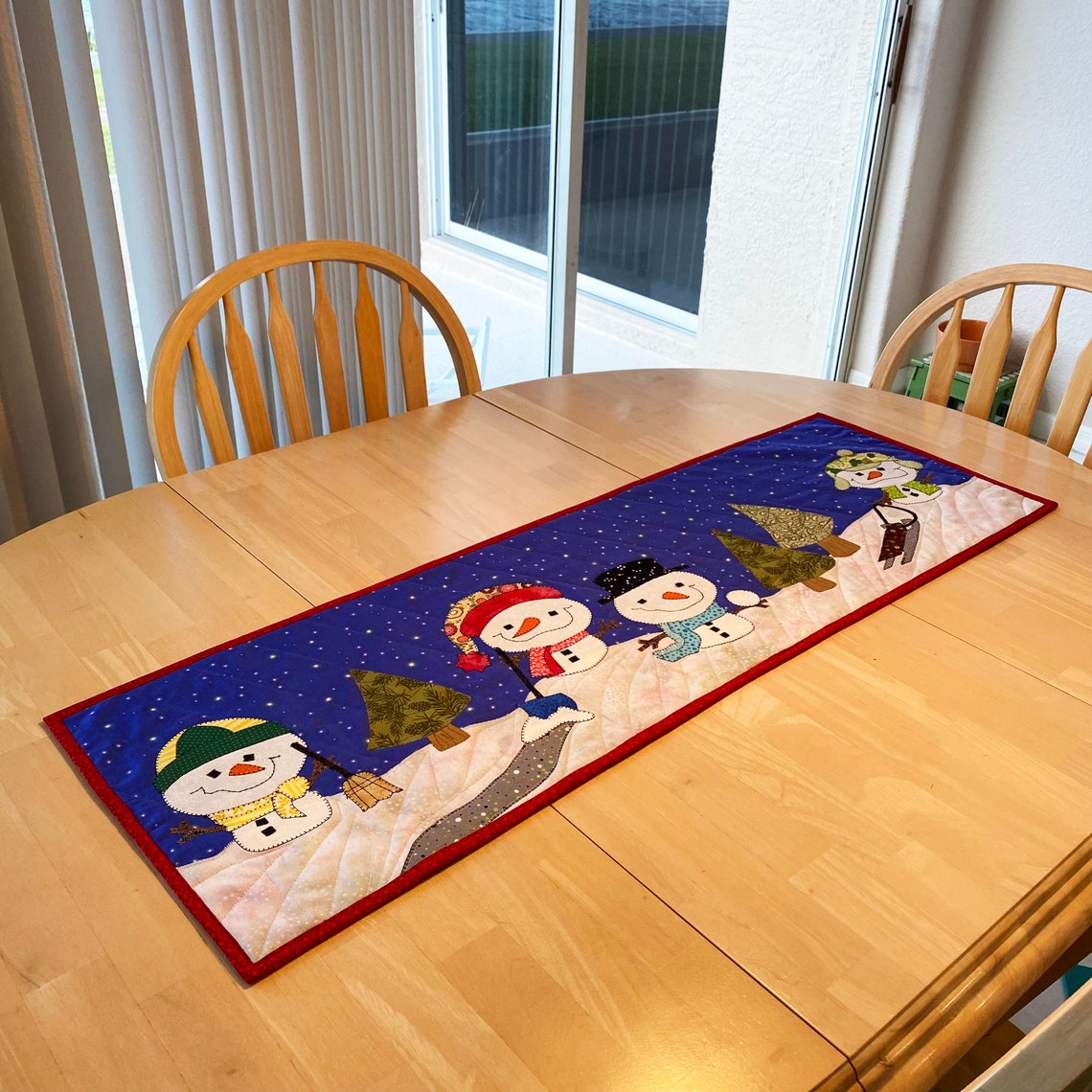 Snowman Table Runner Pattern Appliqué Snowmen Quilted Table - Etsy