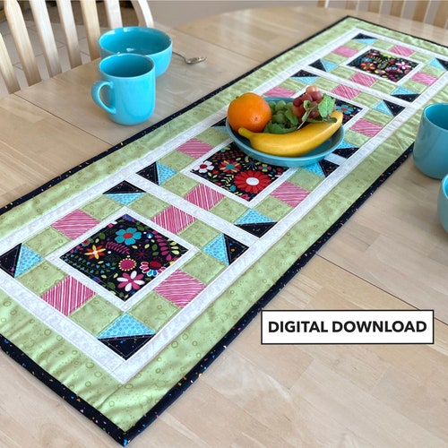 Potted Flowers Quilted Table Topper Tulip Square Pattern - Etsy