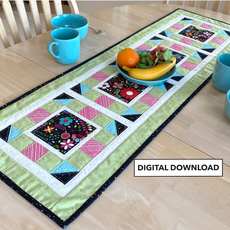 Fancy Windows Quilted Table Runner Tulip Square Pattern 584 - Etsy
