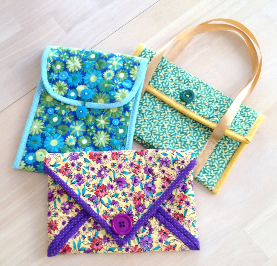 Quilted Tablet Tote Pattern - Three Envelope Style Tablet Totes - Each ...