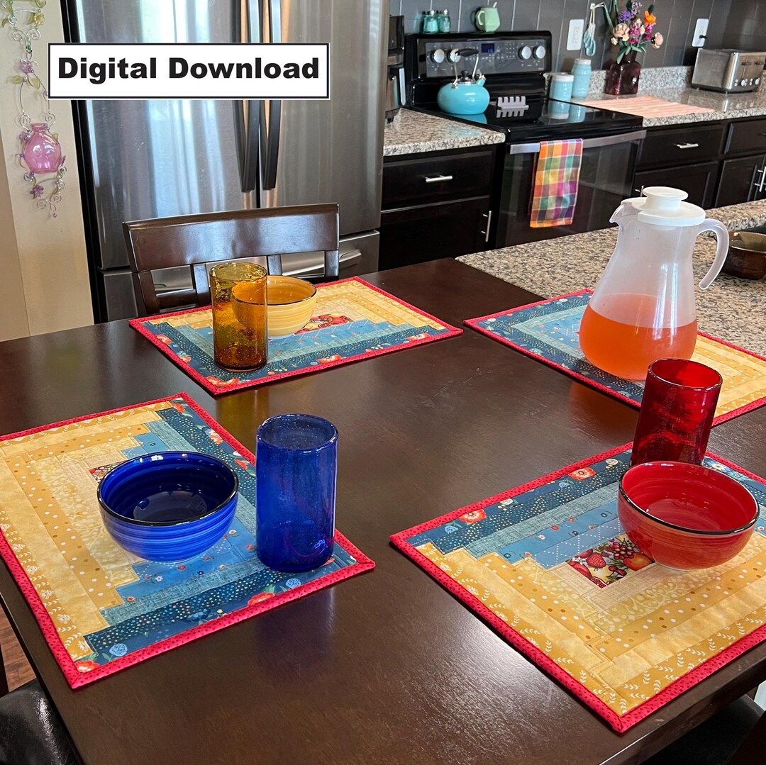 Log Cabin Quilted Placemat Pattern: Long Logs Design (digital Download ...