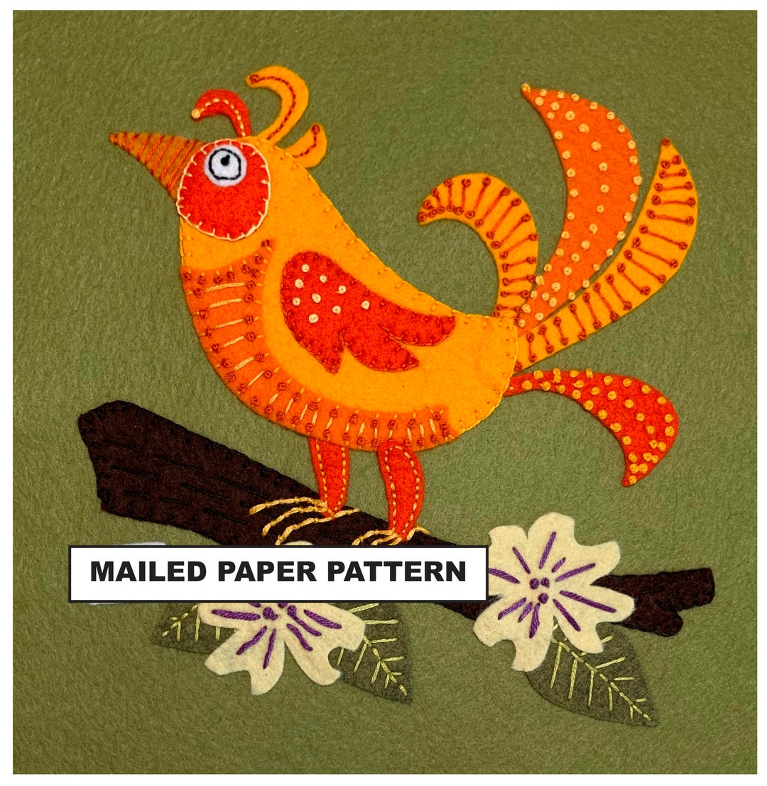 Paper Pattern Silly Bird - Felt Applique Bird Pattern - Colorful ...
