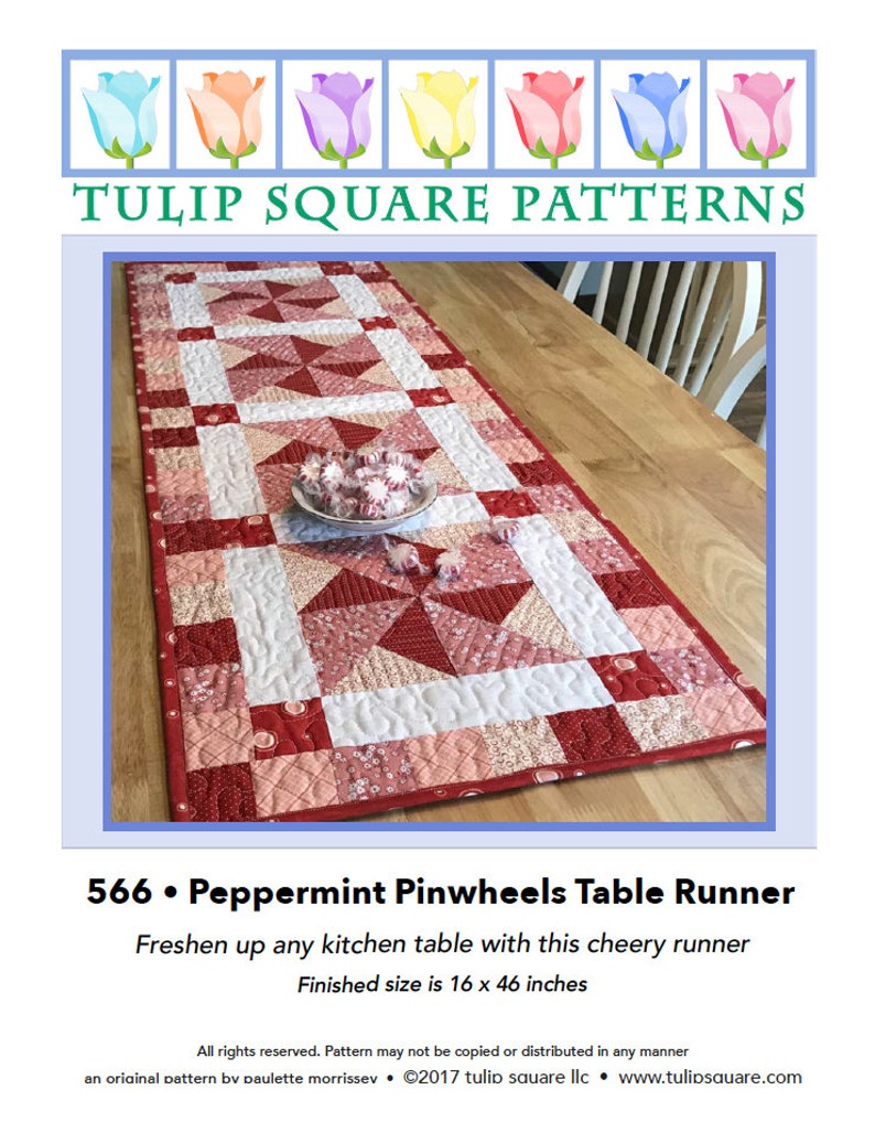 Peppermint Pinwheels Quilted Table Runner Pattern - Tulip Square ...