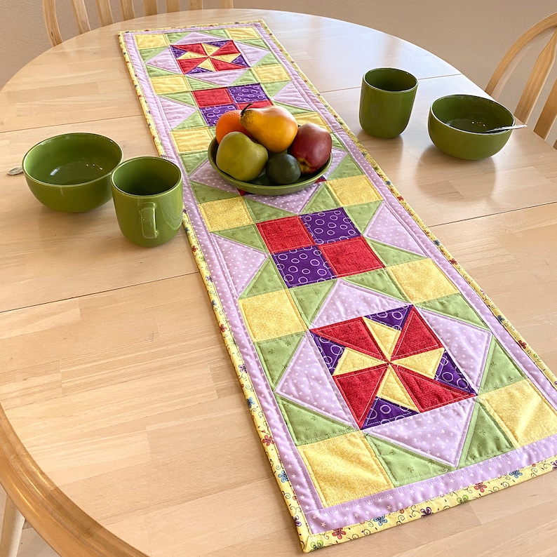 Pinwheel Pals Quilted Table Runner Tulip Square Pattern 585 - Etsy