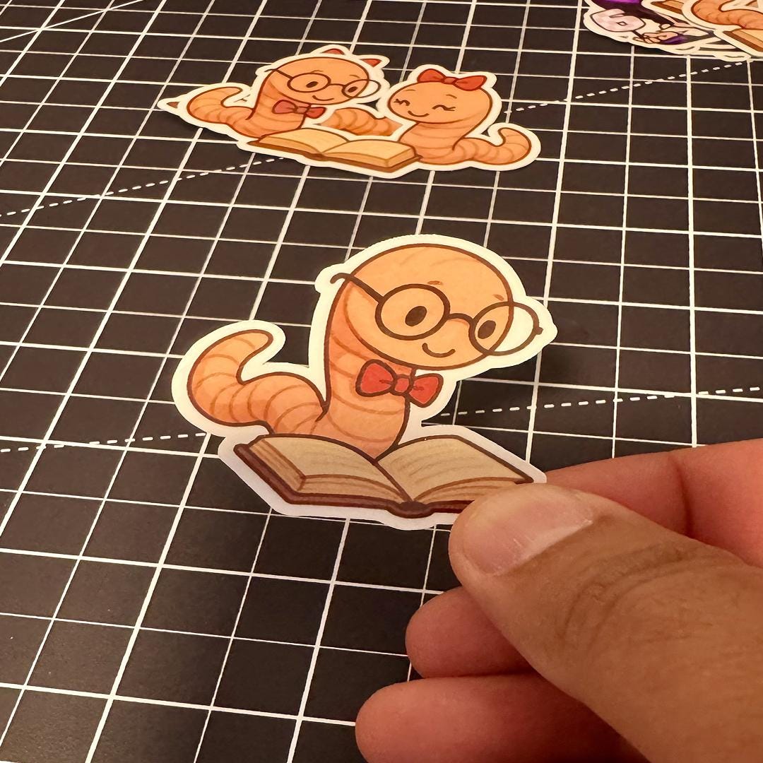 Bookworm Stickers | Girl Bookworm, Boy Bookworm or Set of 3 ...
