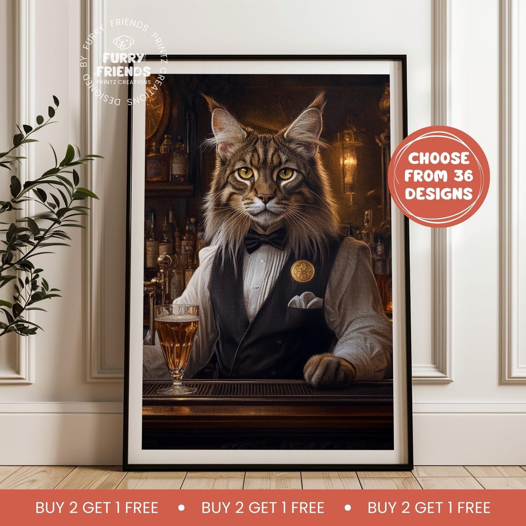 Barmen Dog Portrait, Custom Pet Art for Cocktail Lovers, Personalized ...