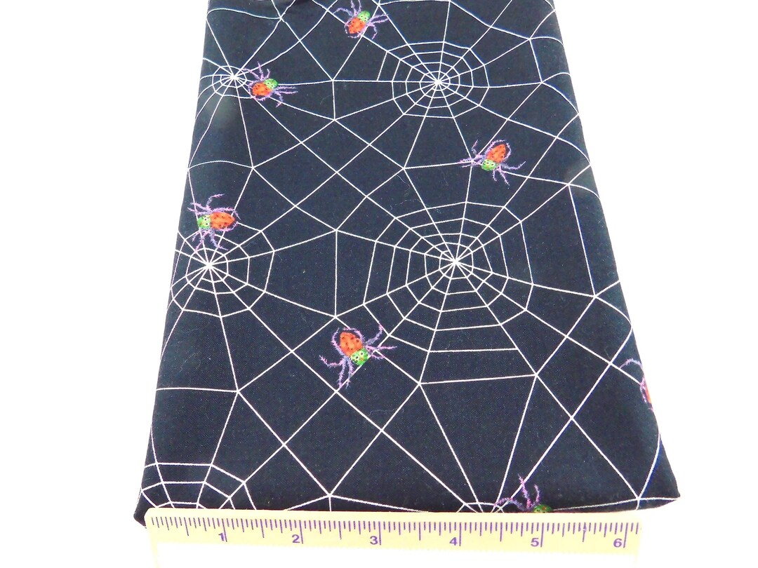 Black Fabric With White Spider Webs and Red Spiders by Eric Carle for ...