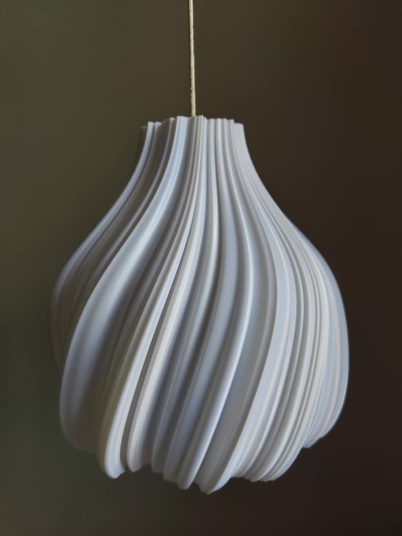 Modern Wavy Lamp Shade 3D Print File 3mf - Sculptural Light Pendant ...