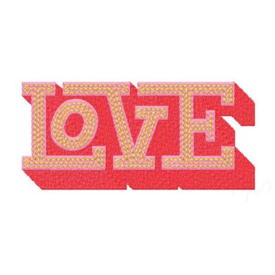 Love Block Shadow Embroidery Machine Design Herrington Design Instant ...